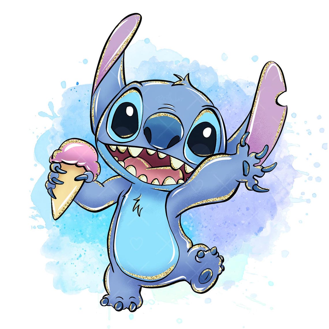Imágenes prediseñadas de Stitch, Stitch PNG, Stitch con helado, arte ...