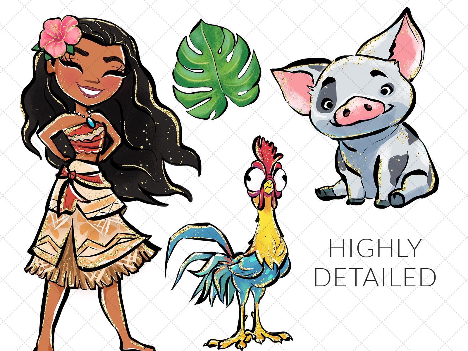 Moana Clipart, Polynesian Princess PNG, Maui, Heihei, Pua, Baby Moana ...