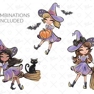 Witches Clipart, Magic, Halloween, Cute Witch PNG, Cauldron, Black Cat ...