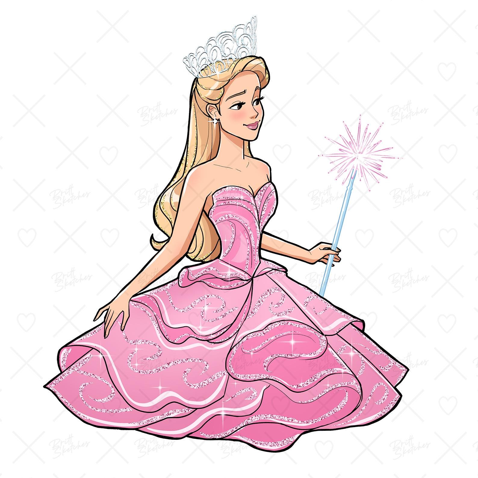 Glinda Clipart, Glinda PNG, Wicked Movie Art, Pink Witch, Watercolor ...