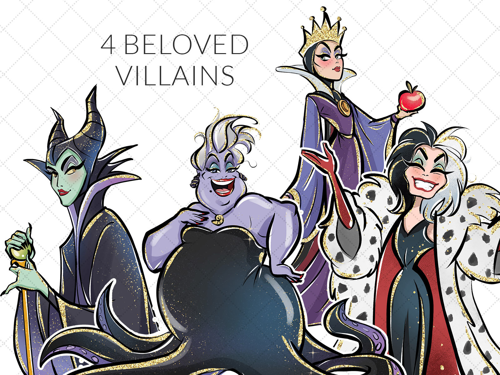 Female Villains Clipart, Fairytale PNG, Evil Characters, Handdrawn Kids ...