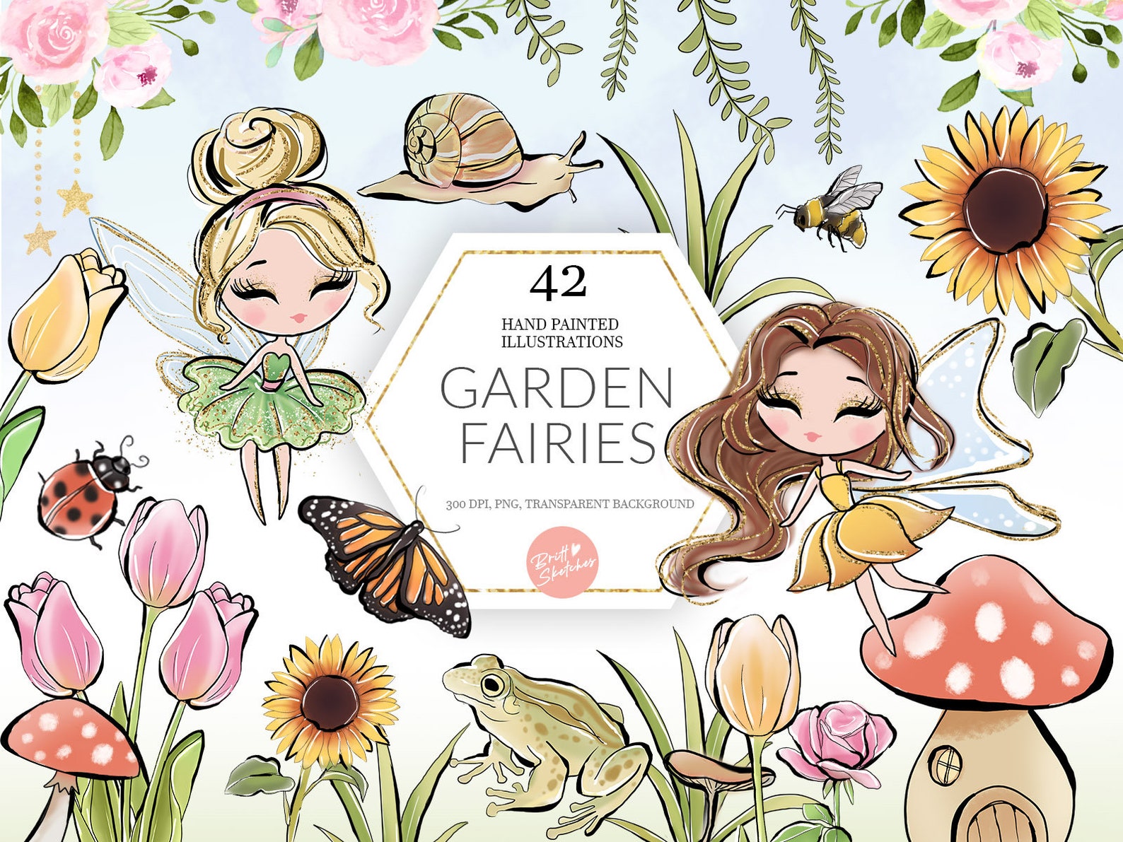 Garden Fairy Clipart Flower Fairies Spring Summer - Etsy