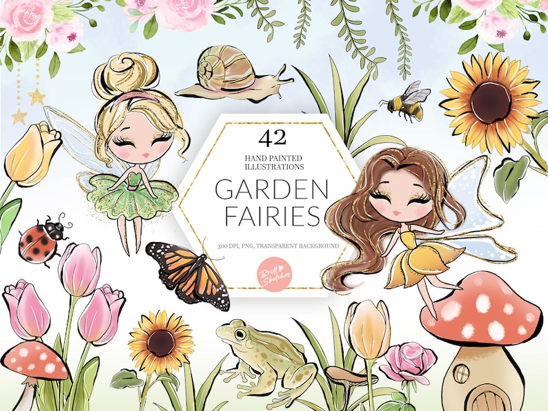 Garden Fairy Clipart Flower Fairies Spring Summer - Etsy