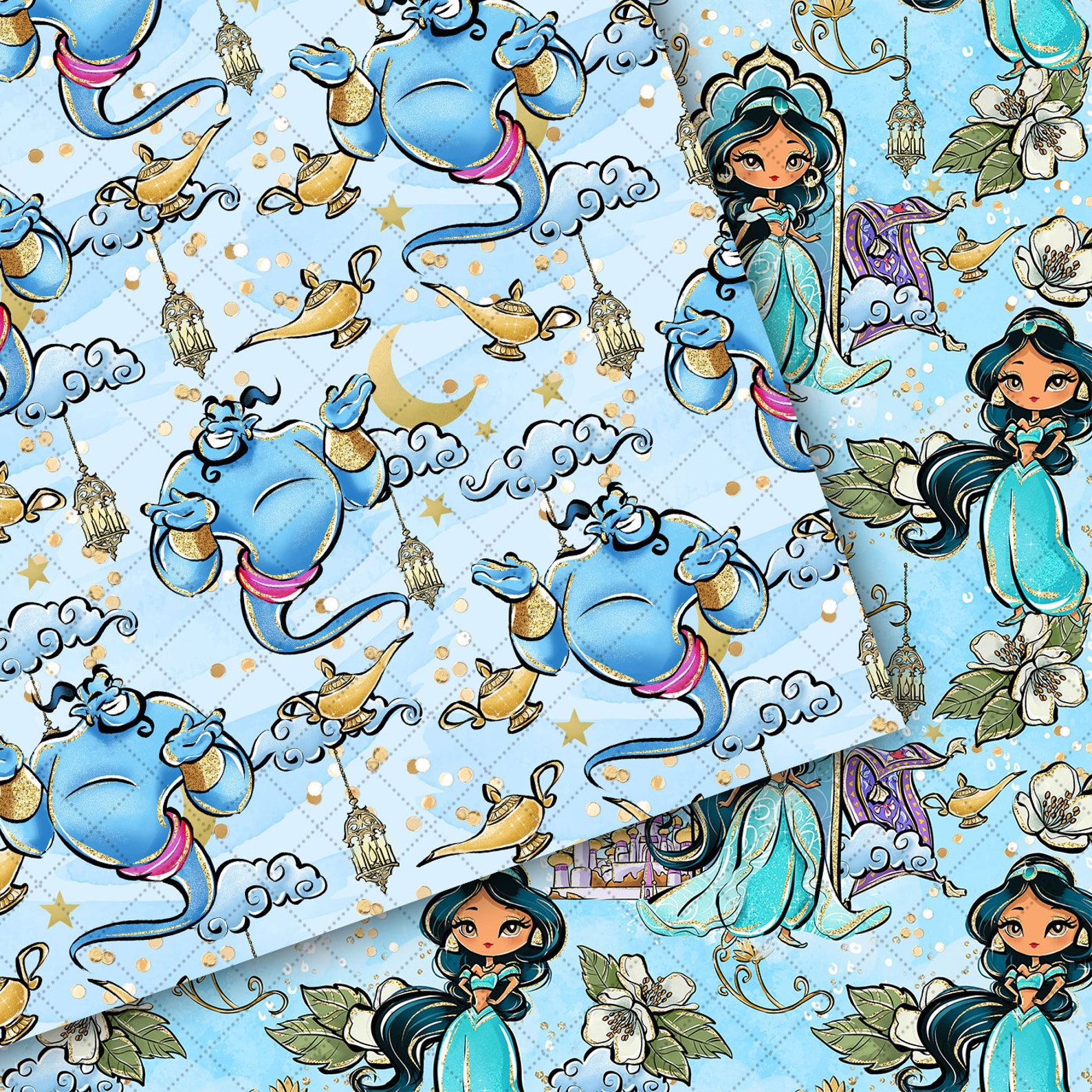 Jasmine Digital Paper, Arabian Princess, Cute Kids Art, High Res JPG ...