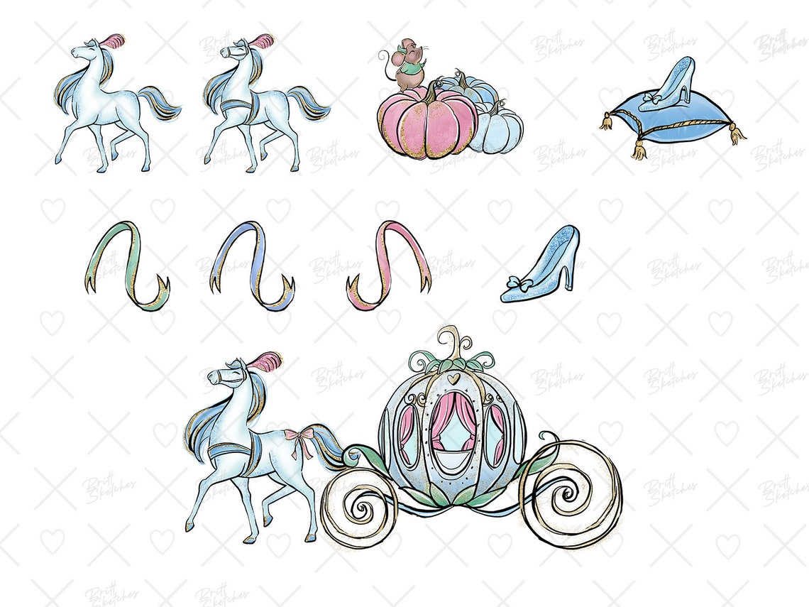 Cinderella Clipart Fairy Tale Princess Glass Slipper - Etsy