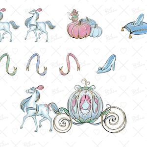 Cinderella Clipart, Fairy Tale Princess, Glass Slipper, Castle, Pumpkin ...
