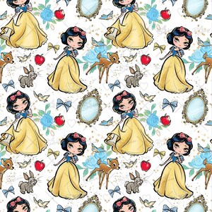 Snow White Seamless Pattern, Hand Drawn Digital Paper, Princess Art ...