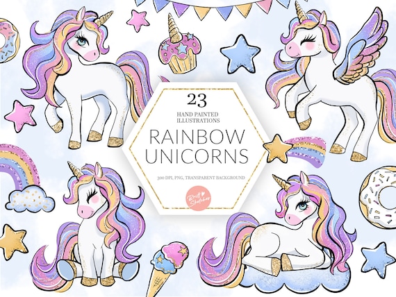 Cute Rainbow Unicorn Clipart