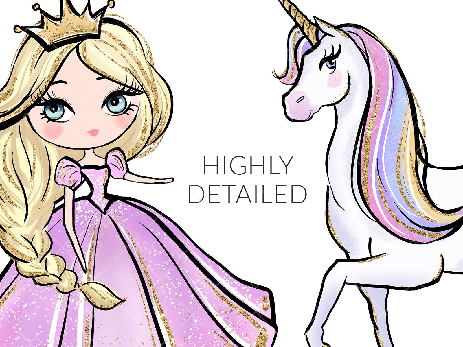 Princess Clipart Fairytale PNG Knight Dragon Unicorn - Etsy