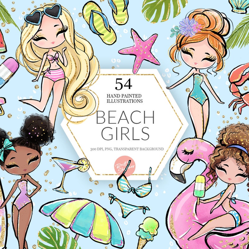 Beach Girls Clipart - Etsy