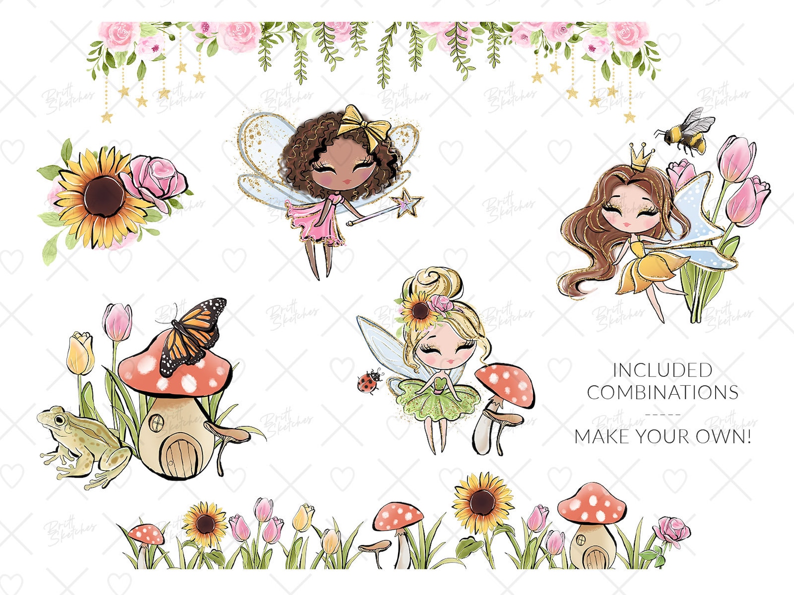 Garden Fairy Clipart Flower Fairies Spring Summer - Etsy
