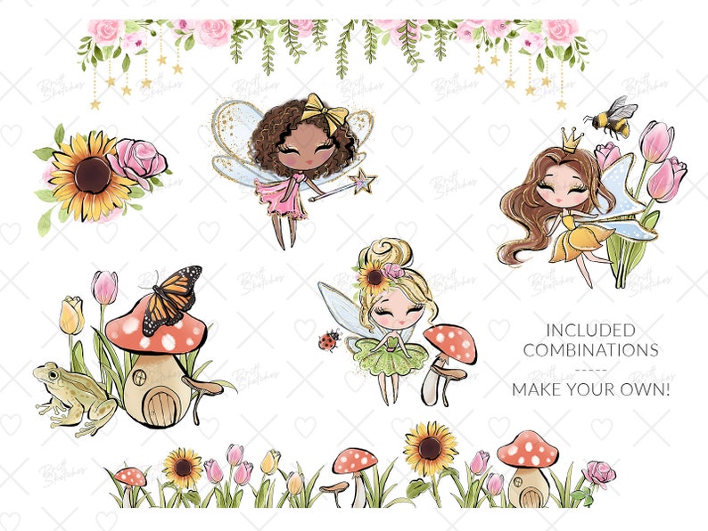 Garden Fairy Clipart, Flower Fairies, Spring, Summer, Butterfly, Tulips ...