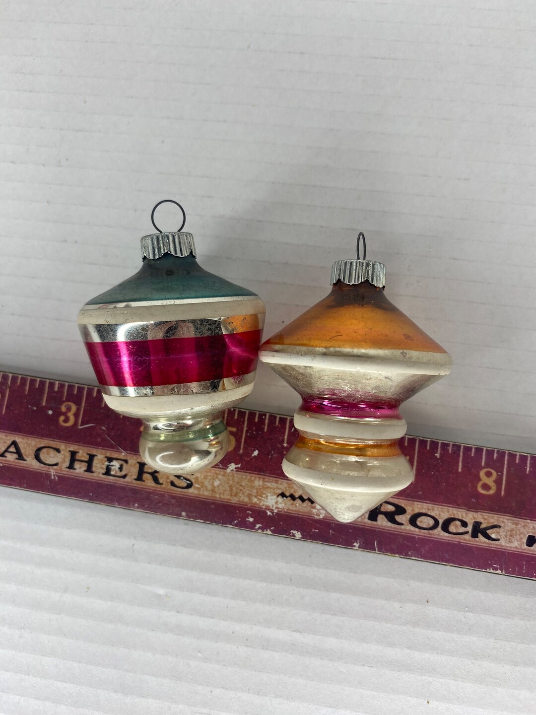 Vintage Shiny Brite Pink Copper White Atomic Christmas Ornament Made ...