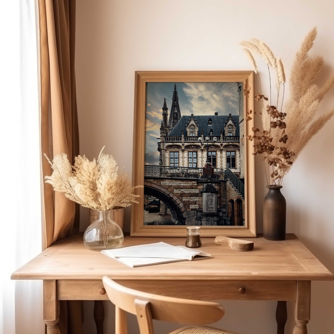 Flemish Medieval City of Ghent, Belgium - Premium Matte Canvas ...