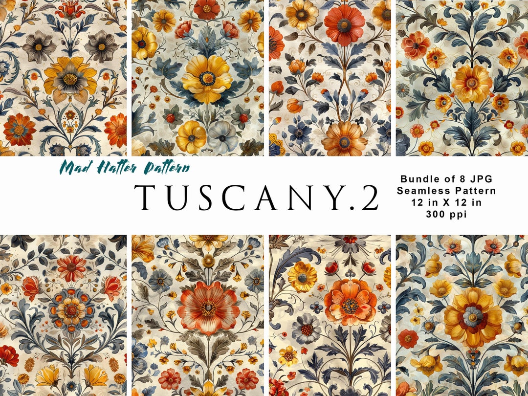 Tuscany Seamless Pattern Backgrounds Printable Digital Paper Fabric ...