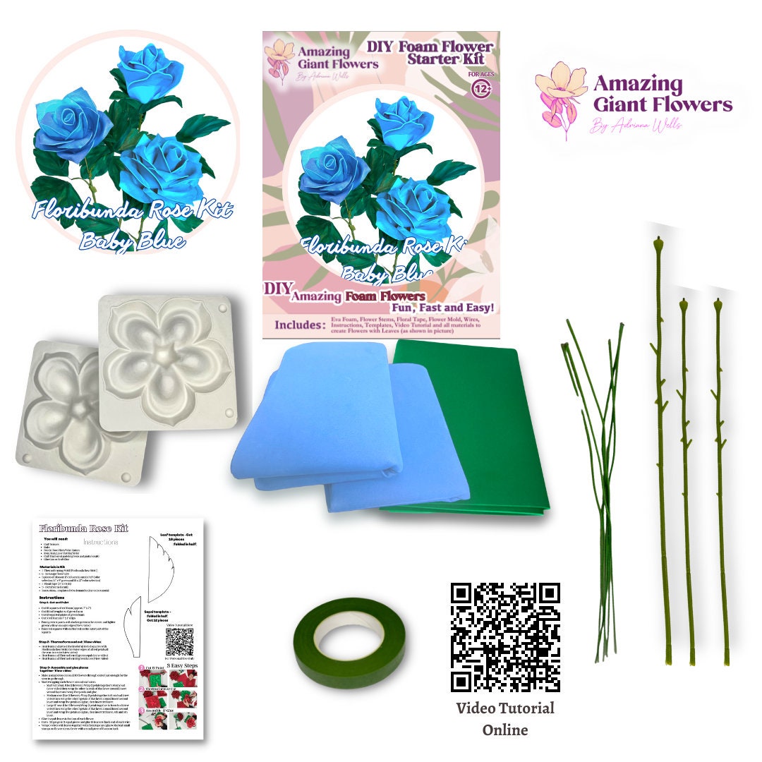 DIY Baby Blue Rose Foam Flower Starter Kit Baby Blue Rose - Etsy