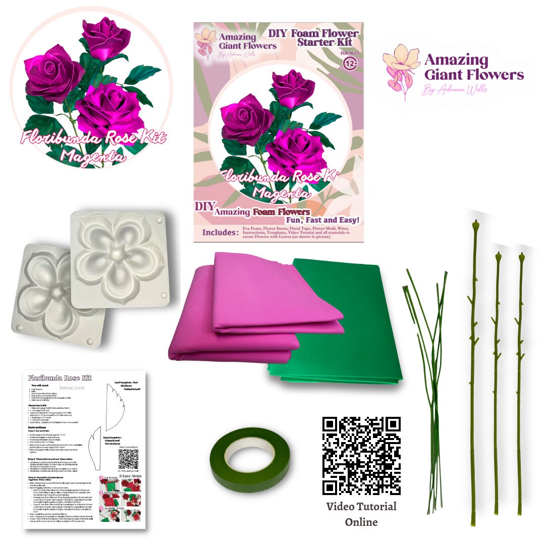 DIY Fuschia Rose Foam Flower Starter Kit-magenta Rose - Etsy