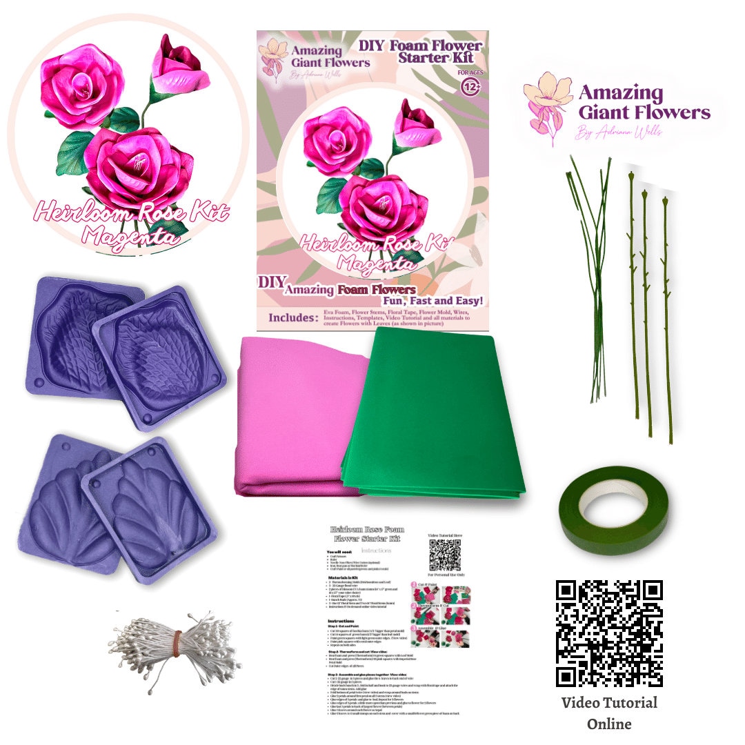 DIY Heirloom Fuschia Rose Foam Flower Starter Kit - Etsy