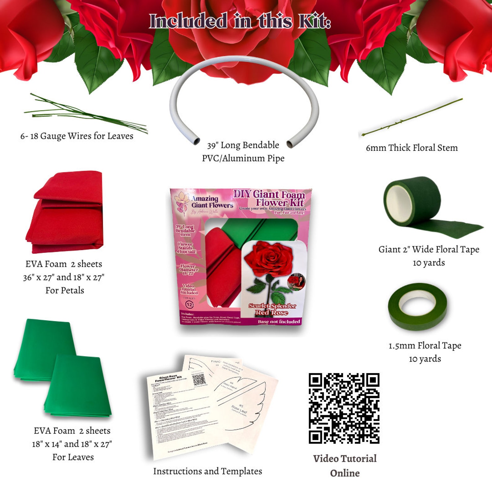 Giant Flower Kits, Diy Rose Flower Kit, Paper Flower Kits, Diy Rose ...