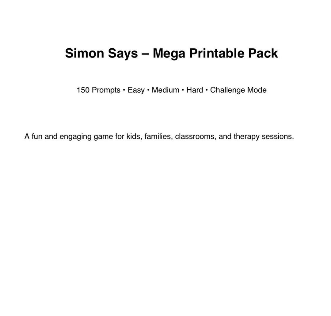 Simon Says Template for Games and Parties - Etsy