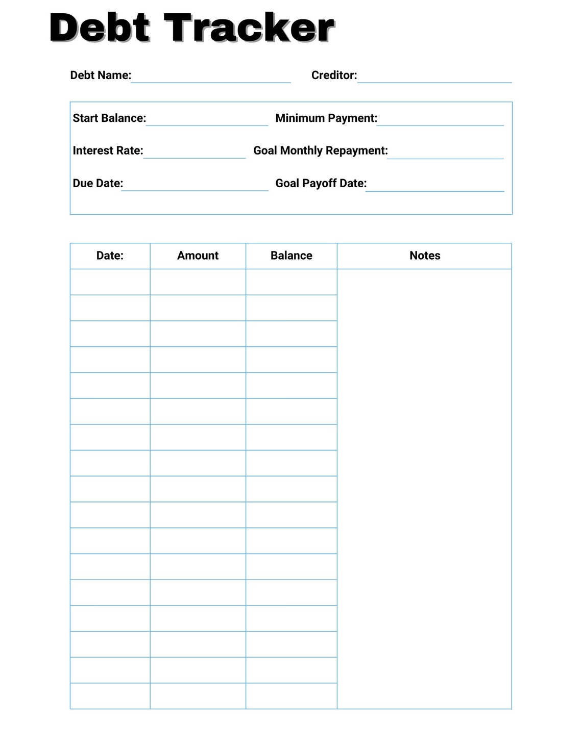 Debt Tracker Editable, Debt Payoff Tracker, Debt Snowball, Debt Tracker ...