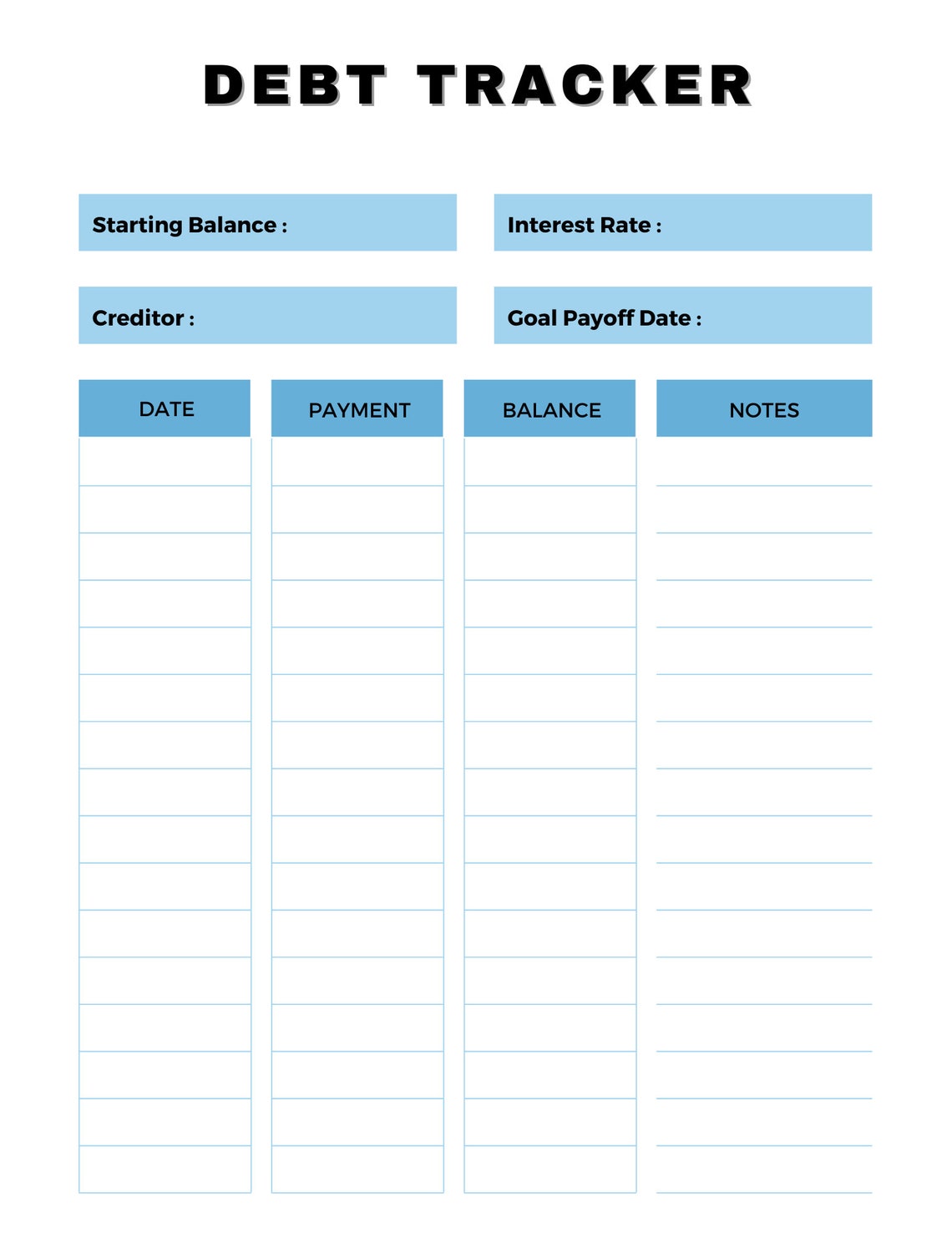 Debt Tracker Editable, Debt Payoff Tracker, Debt Snowball, Debt Tracker ...