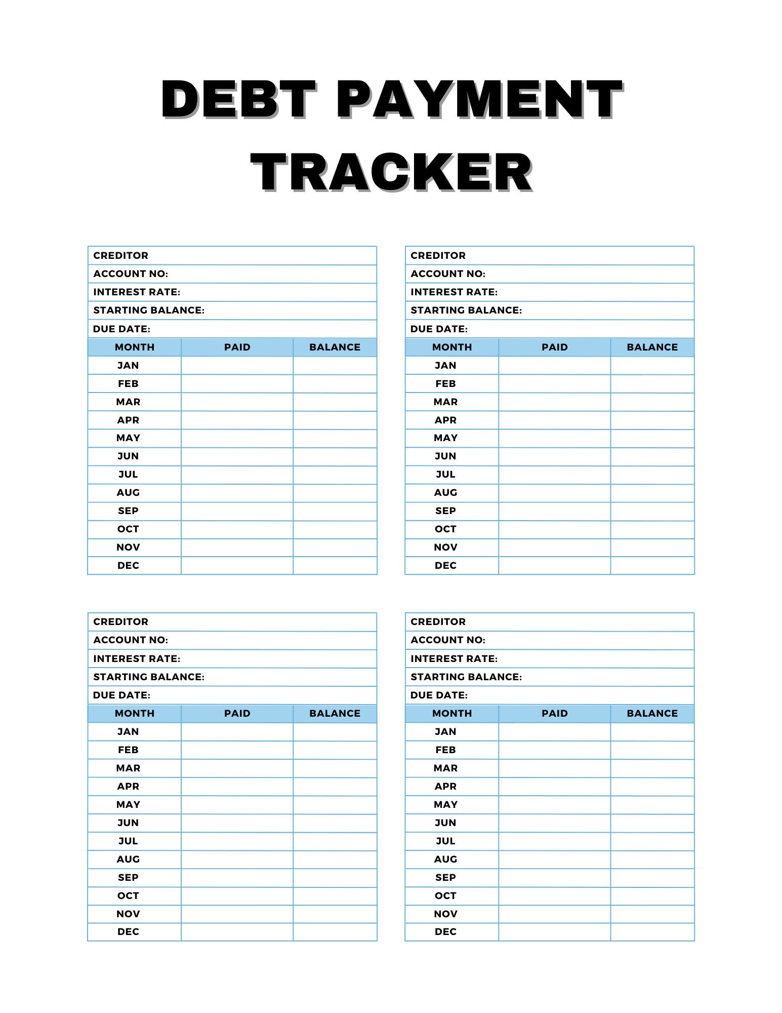 Debt Tracker Editable, Debt Payoff Tracker, Debt Snowball, Debt Tracker ...