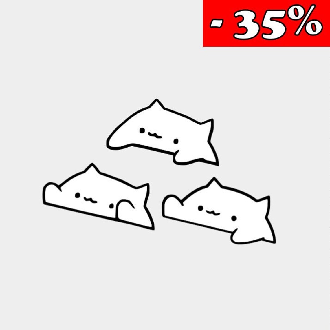 Bongo Cat Black and White Die-cut Vinyl Sticker | Etsy