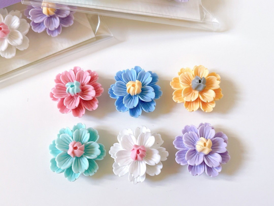 Pastel Flower Magnets Set, Set of 6, Resin Floral Magnets, Fridge ...
