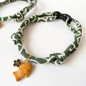 Japanese Kimono Cat Collar: Taiyaki Charm, Breakaway Buckle - Etsy