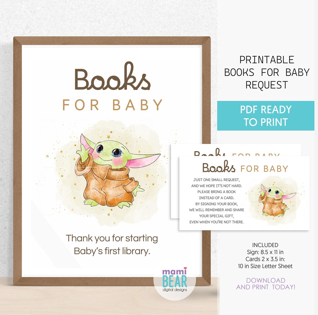 Little Jedi Grogu Books for Baby Sign + Cards . Printable Mom to Be ...