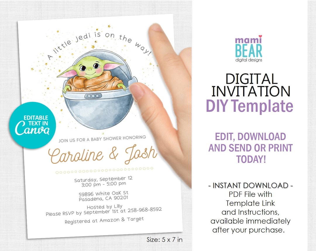 Grogu Baby Shower Invitation Baby Yoda Invitation Jedi Baby Shower ...