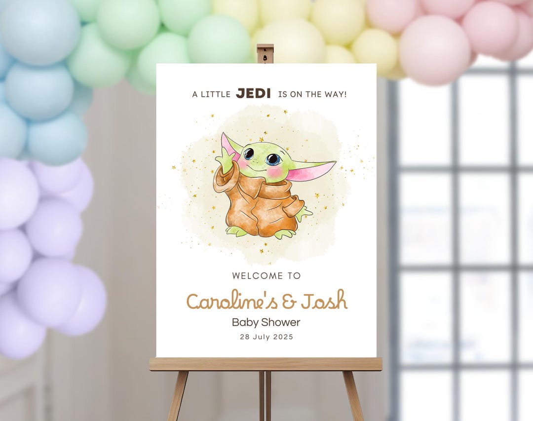 Little Jedi Welcome Sign. Grogu Editable Printable Template Mom to Be ...