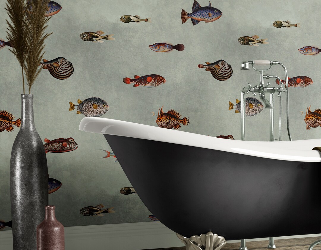 Tropical Fish, Wallpaper. Underwater Wall Décor, Nautical Wall Design ...