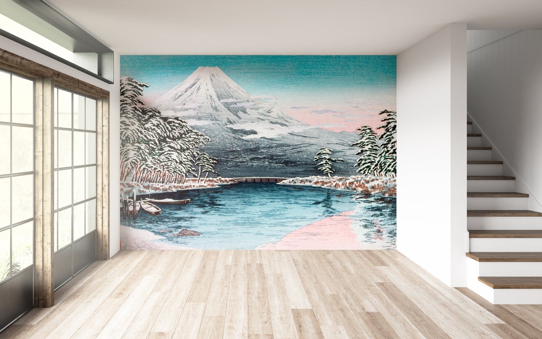 Mt. Fuji, Japanese Art, Mural, Wallpaper, Wall Décor, Peel and Stick ...