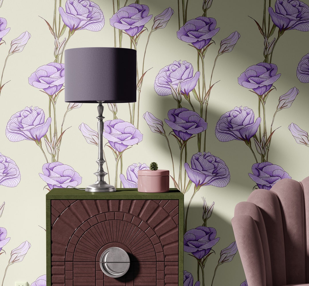 Removable Wallpaper. Designer, Floral, Wallpaper. Luxury Wall Décor ...