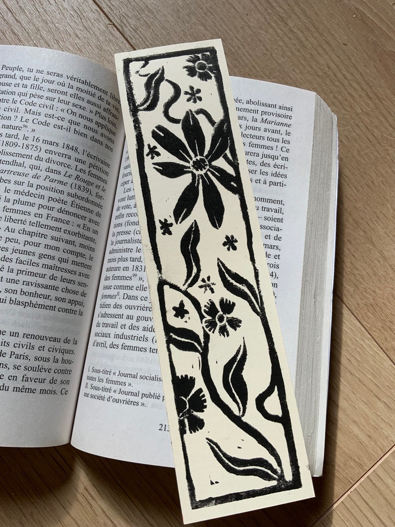 Linocut Bookmark - Etsy