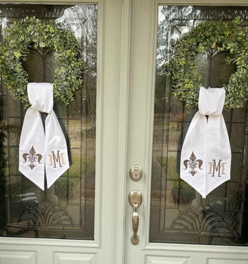 Fleur De Lis Monogram Wreath Sash - Etsy