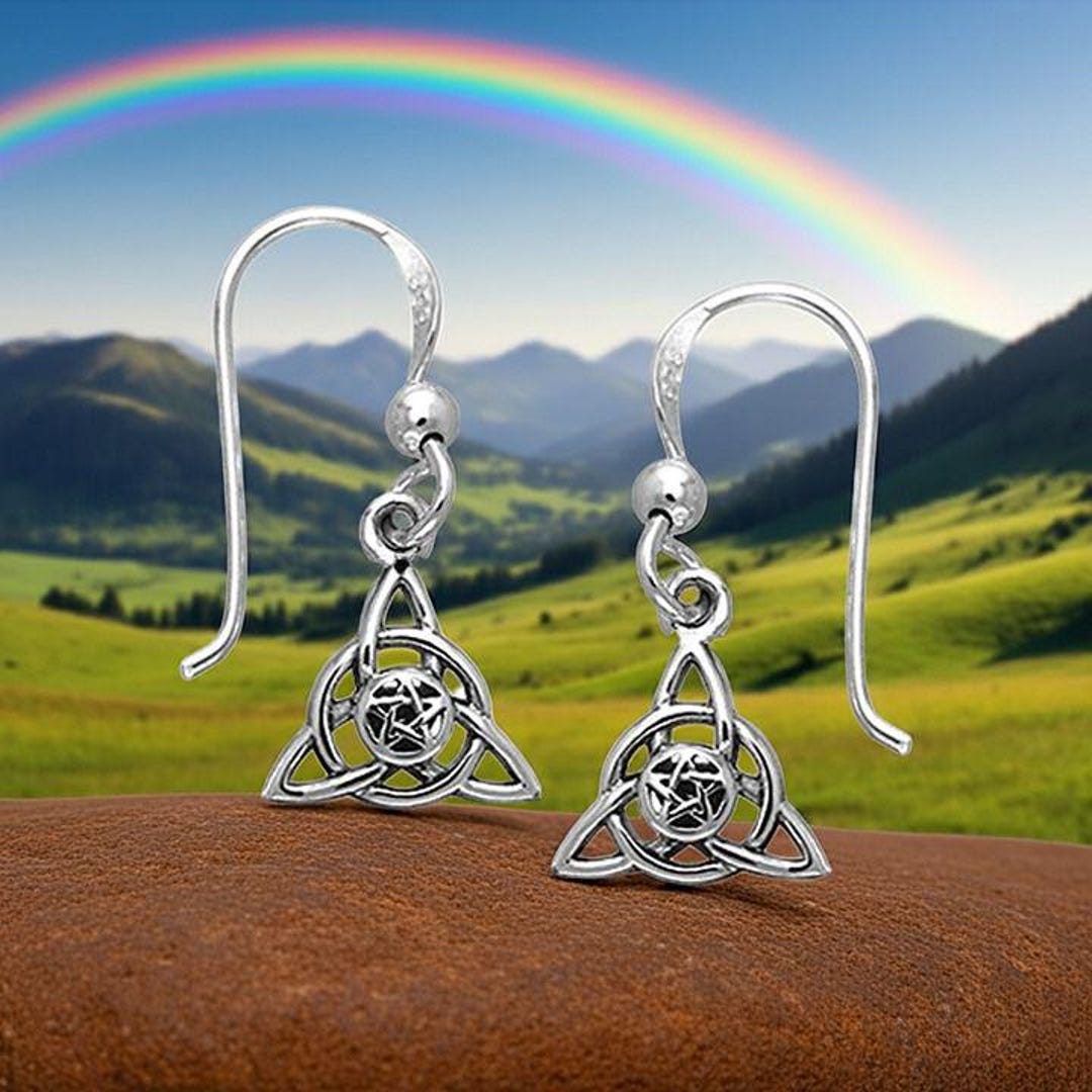 Celtic Trinity Knot Pentacle Sterling Silver Earrings - Etsy