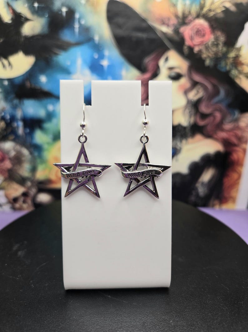 Witch Diva Pentagram Sterling Silver Earrings - Etsy