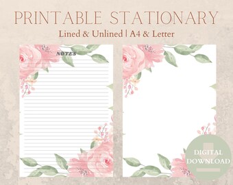 Printable Botanical Letter Writing Paper Digital Download Lined ...