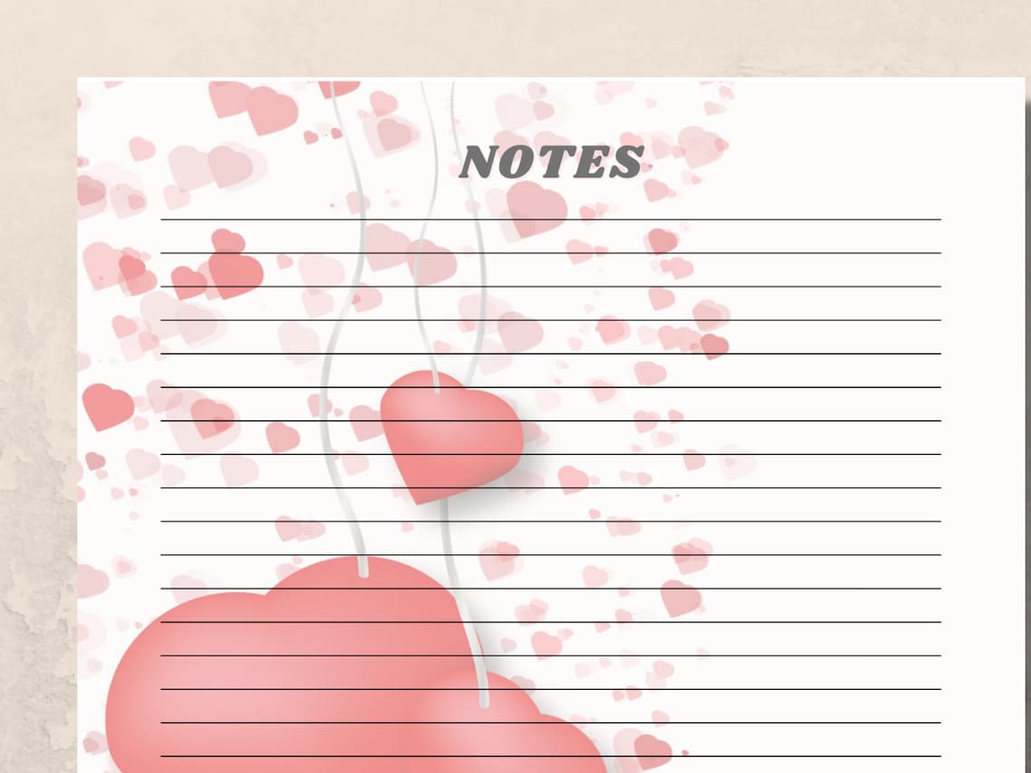 Printable Valentine's Day Letter Writing Paper Digital Download Lined ...