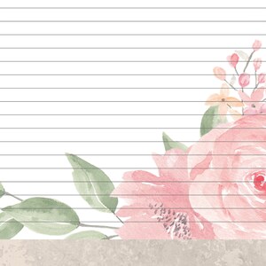 Printable Pink Floral Letter Writing Paper | Digital Download | Lined ...