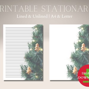 Printable Christmas Letter Writing Paper Digital Download Lined ...