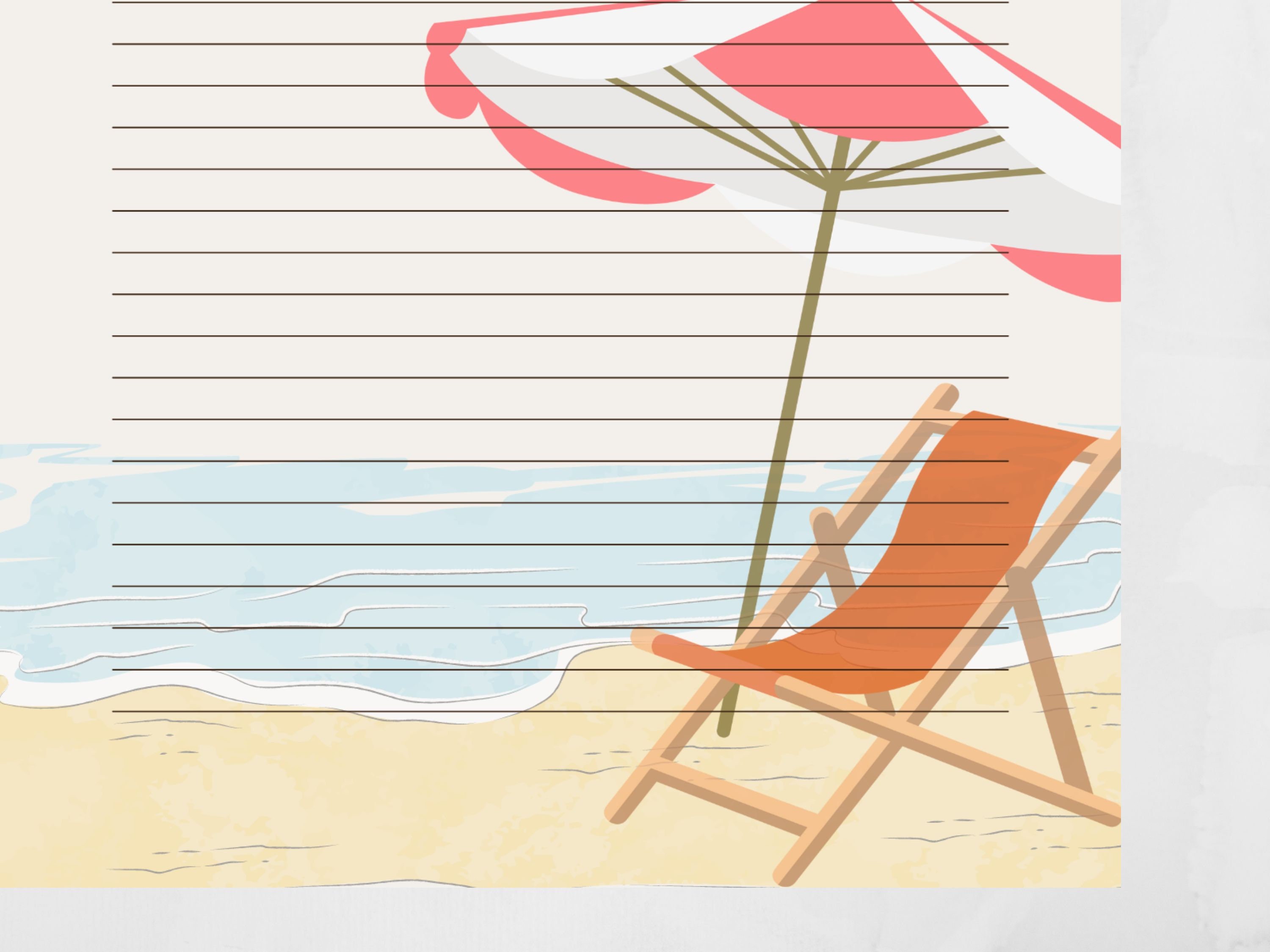 Printable Summer Letter Writing Paper Digital Download Lined & Unlined ...