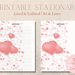Printable Valentine's Day Letter Writing Paper Digital Download Lined ...
