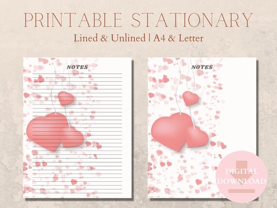 Printable Valentine's Day Letter Writing Paper Digital - Etsy