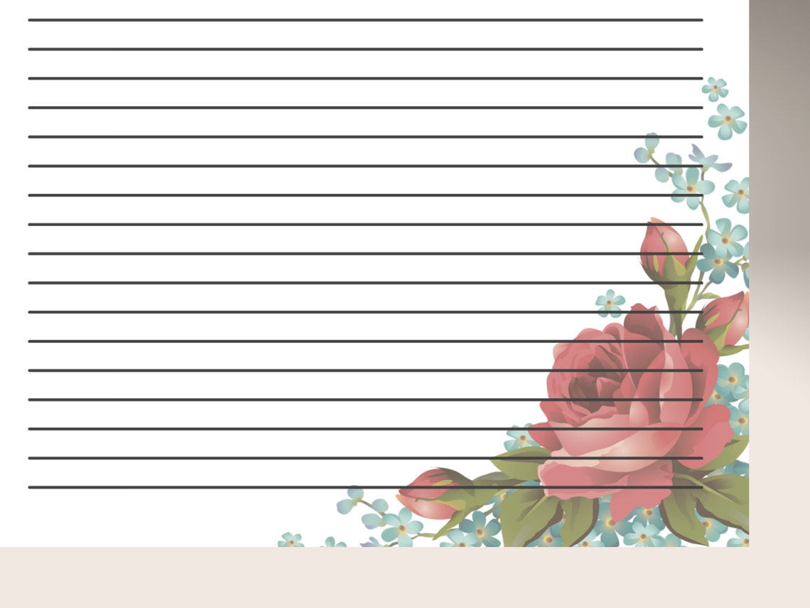 Printable Red Roses Letter Writing Paper Digital Download - Etsy