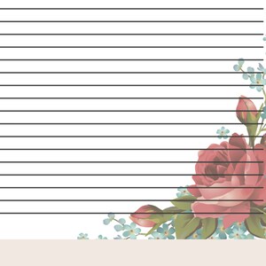 Printable Red Roses Letter Writing Paper Digital Download - Etsy
