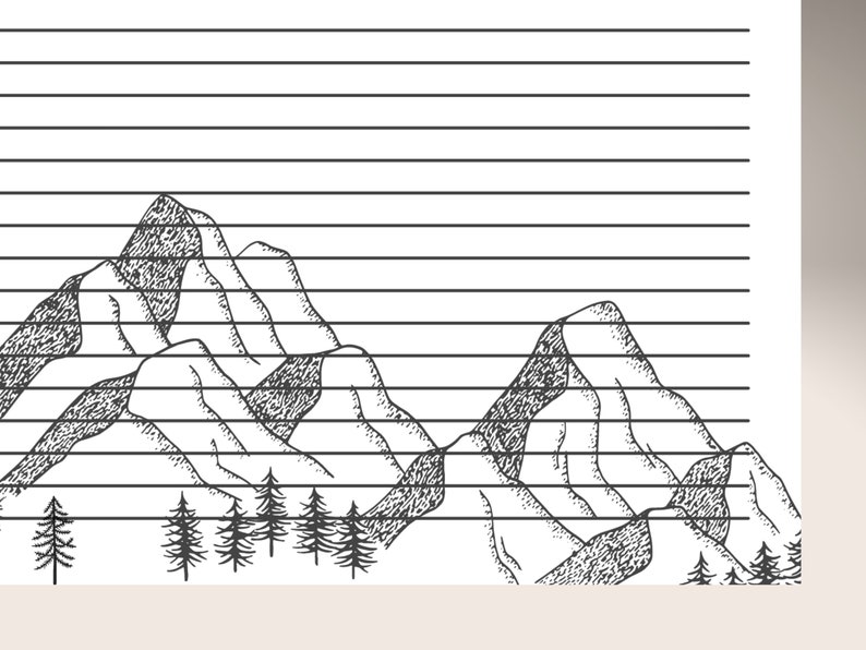 Printable Mountain Letter Writing Paper | Digital Download | Lined ...